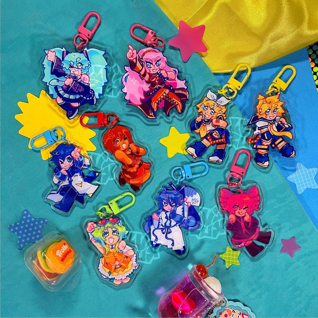 VOCALOID Acrylic Keychains and Stickers Miku Luka Rin Len Meiko Kaito ...