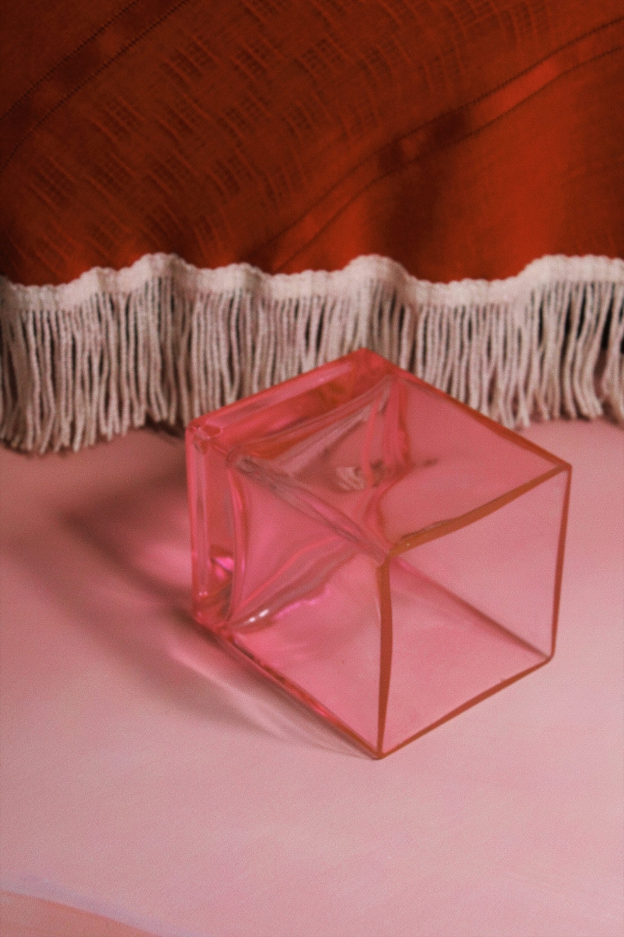 Modern Teleflora Neon Pink Glass Square Cube Vase, Valentines Day Gift ...