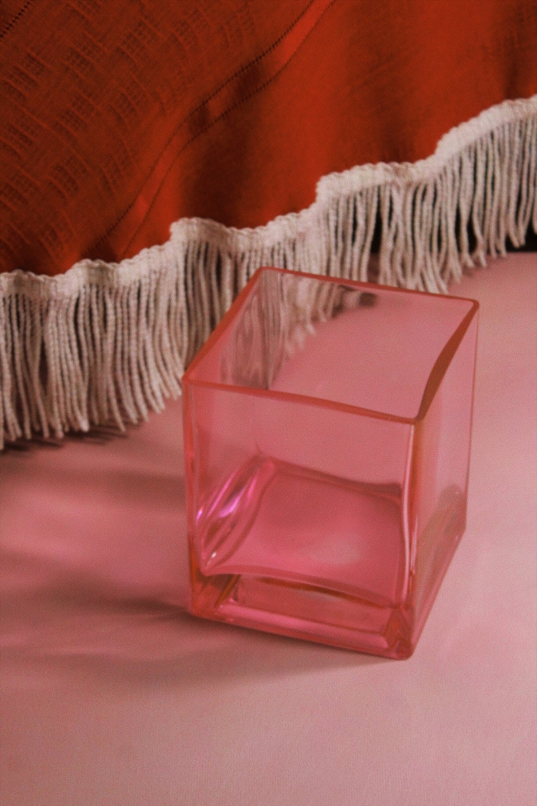 Modern Teleflora Neon Pink Glass Square Cube Vase, Valentines Day Gift ...