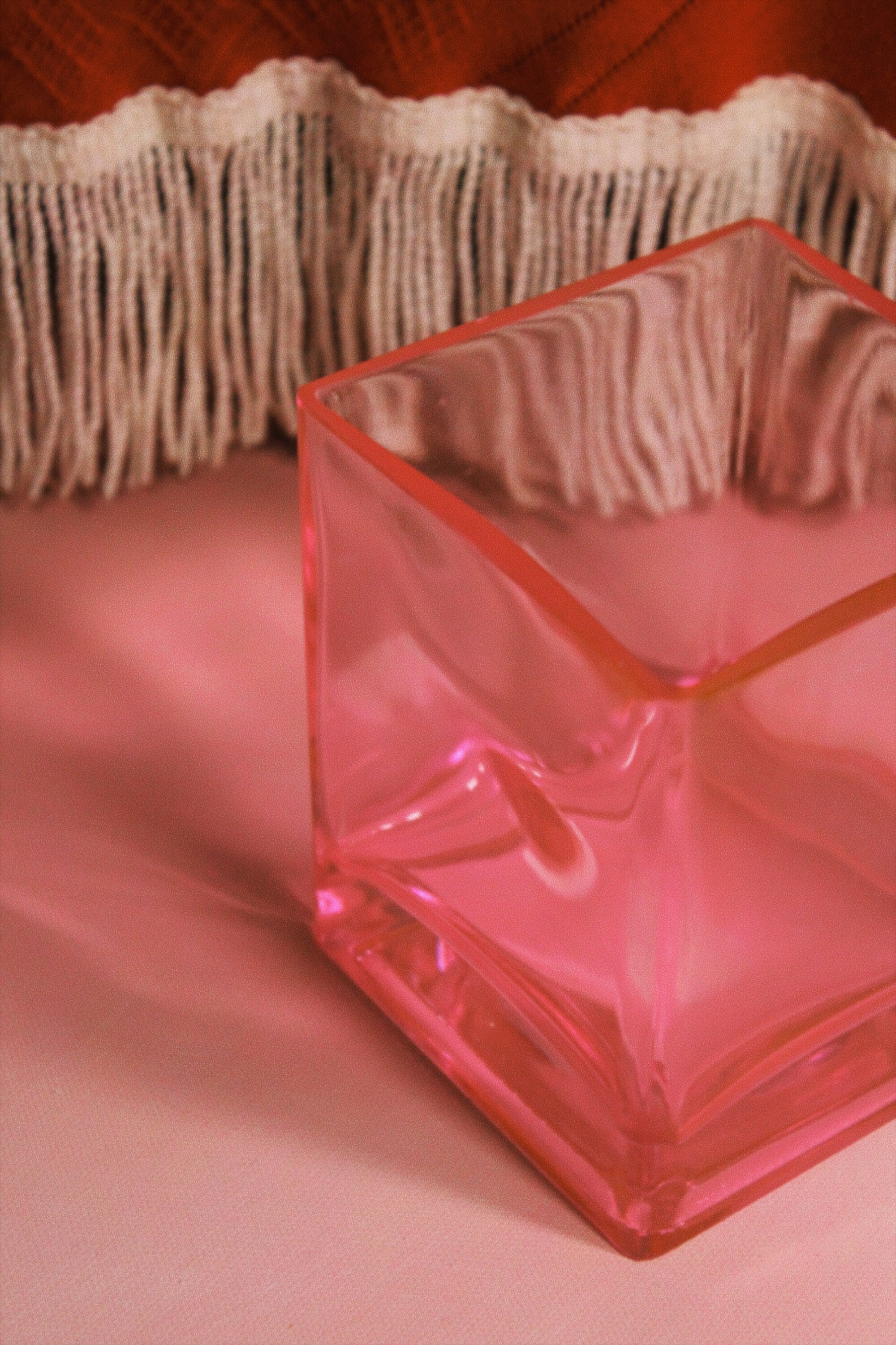 Modern Teleflora Neon Pink Glass Square Cube Vase, Valentines Day Gift ...