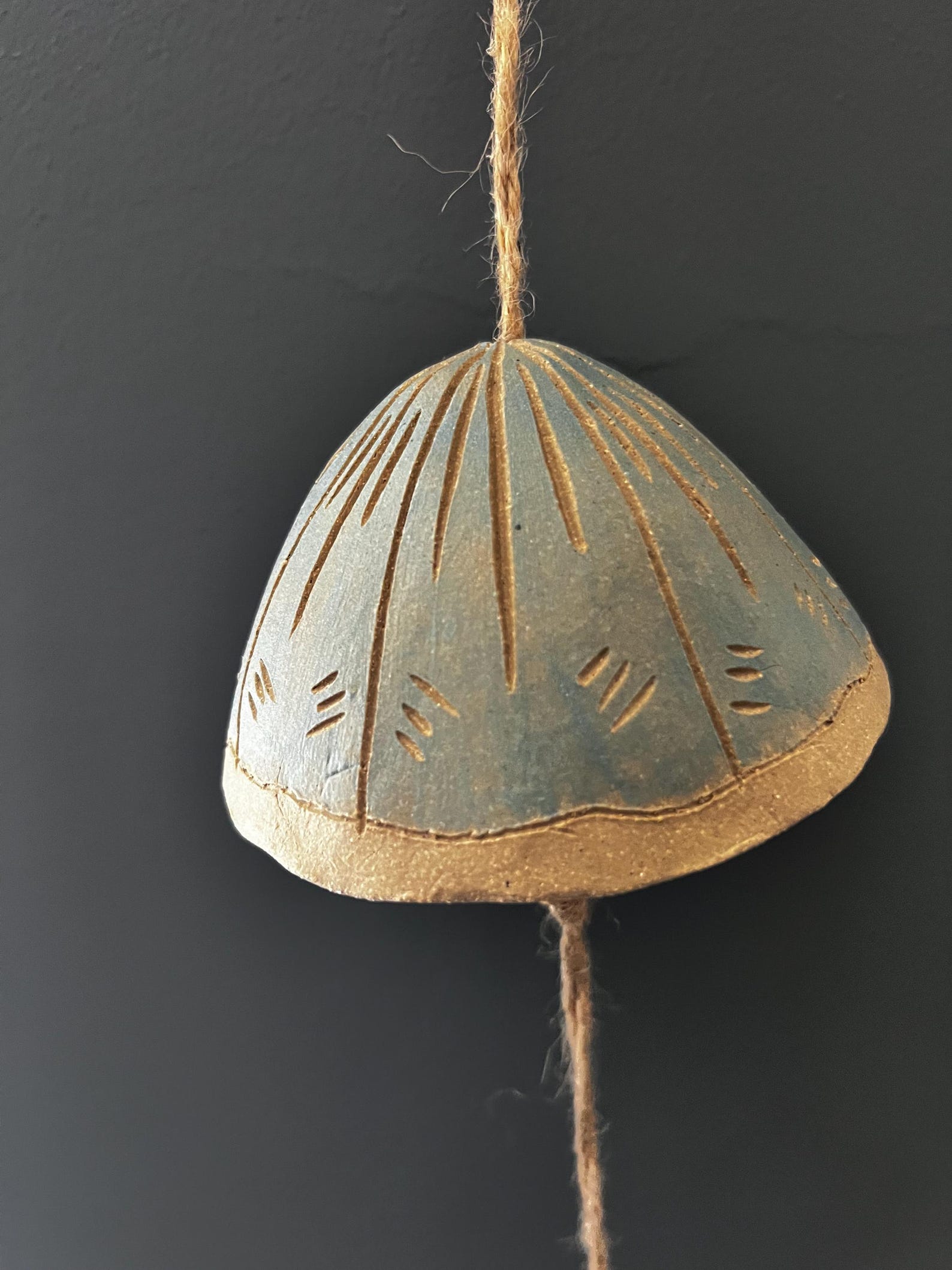 Handmade Ceramic Bell: Sgraffito Stoneware Clay Bell With Jute Cord - Etsy