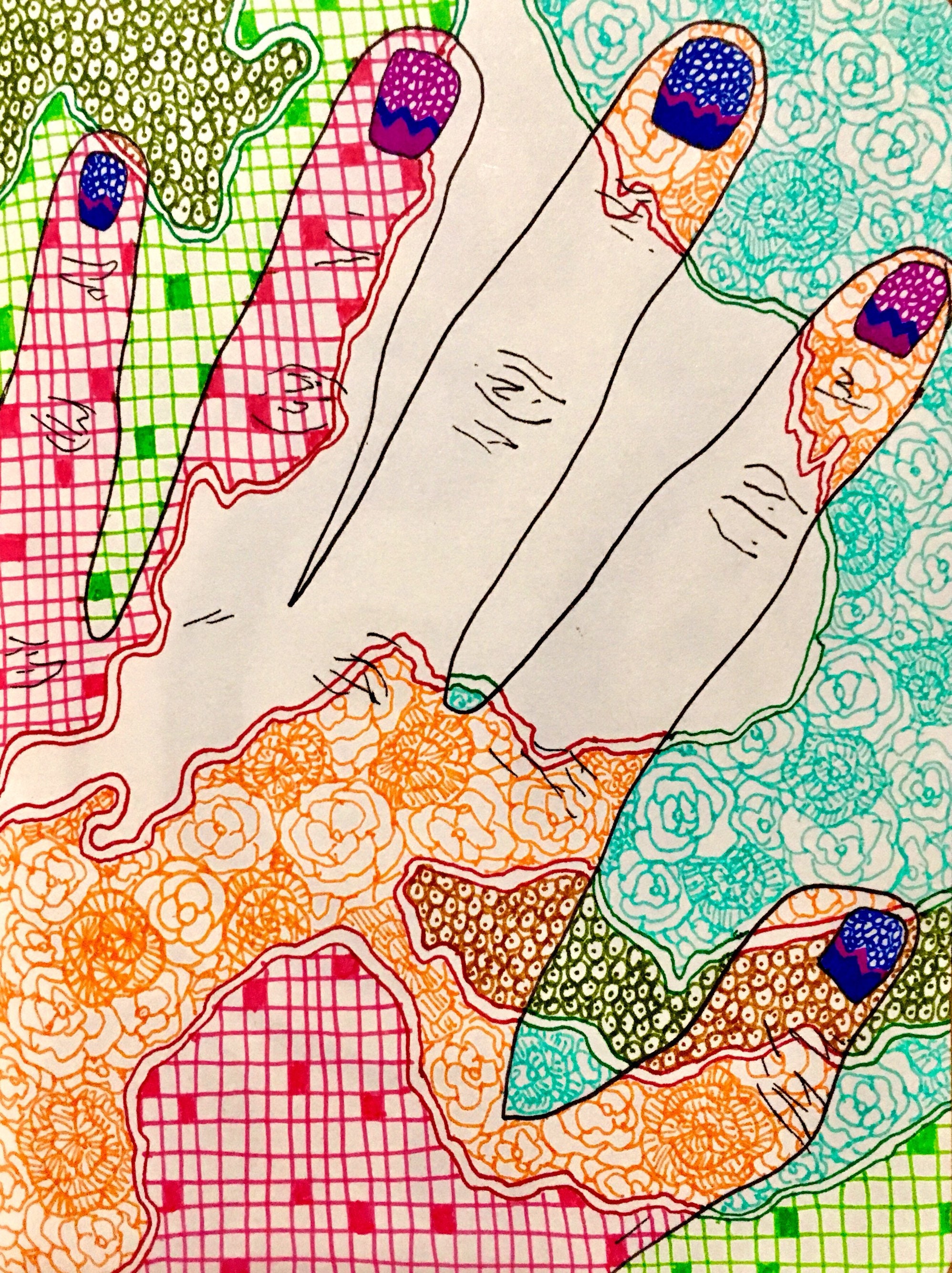 Colorful Hand Zentangle Drawing - Etsy