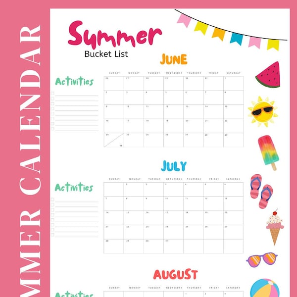 Summer Calendar 2024 - Etsy