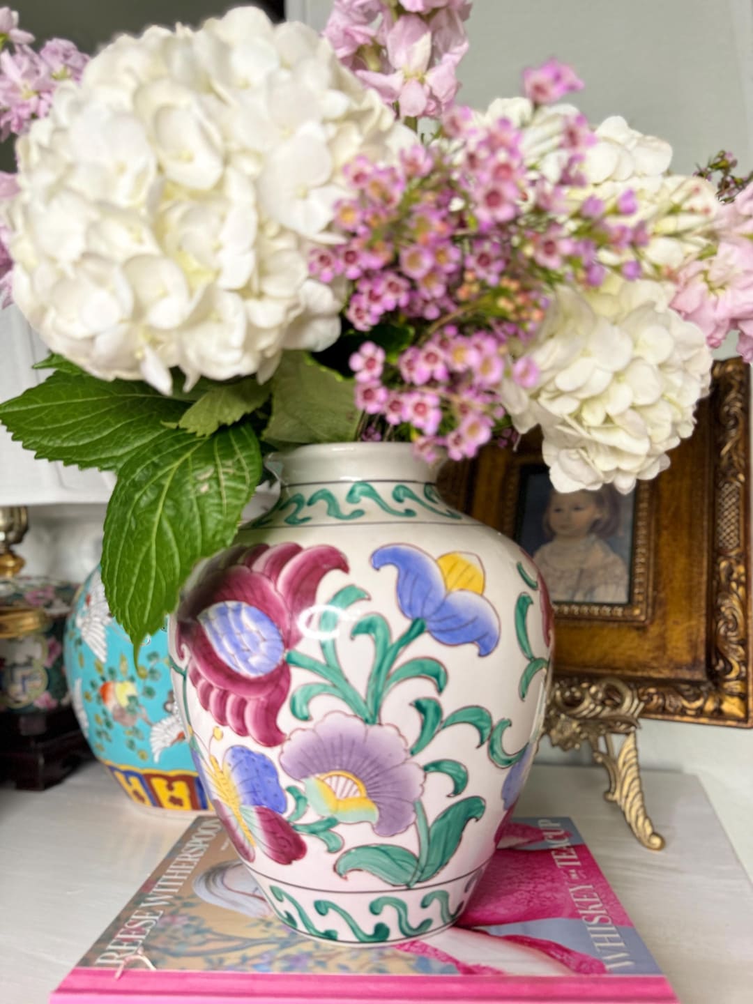 Famille Rose Chinoiserie Vase With Eye-catching Bold Magenta Flowers ...