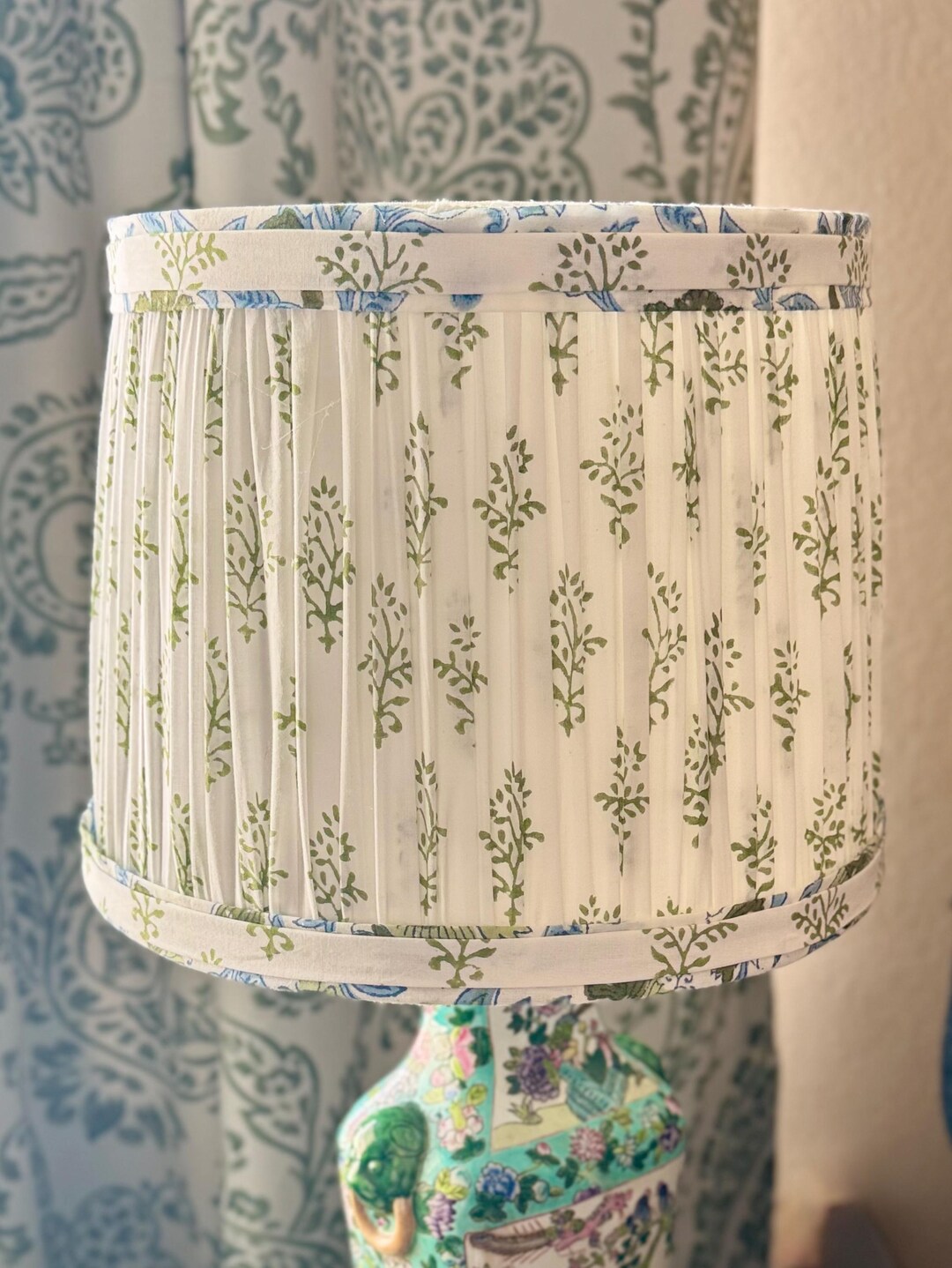 Ivy Green With Contrasting Trim on White Pleated Lamp Shade - Etsy