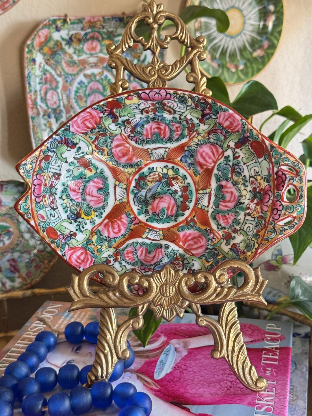 Rare Rose Medallion Fish Shaped Plate - Great Addition to a Plate Wall ...