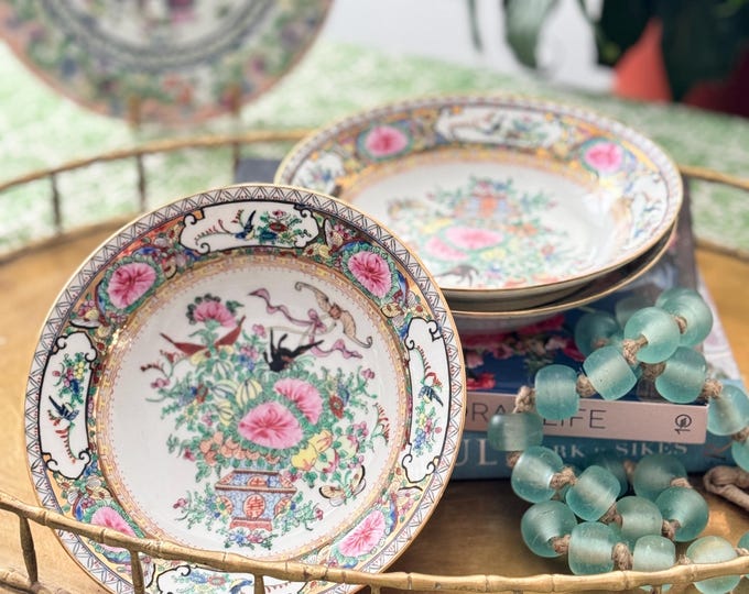 Chinese Canton Rose Bowl - Etsy