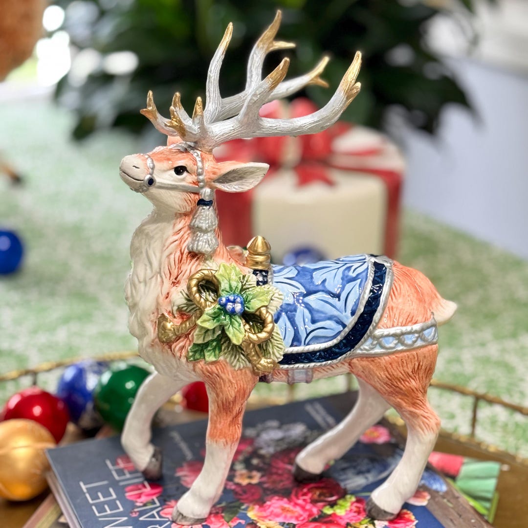Vintage Fitz and Floyd Vintage Blue Reindeer - Etsy Canada