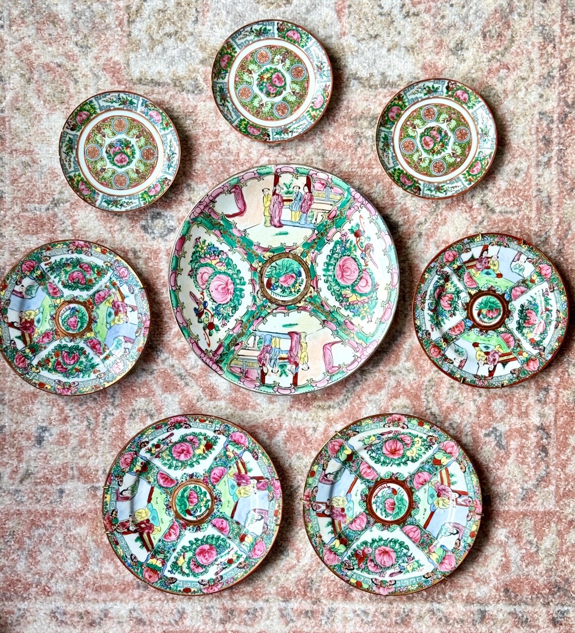 Mix and Match Famille Rose Plate Wall With 8 Various Size and Pattern ...