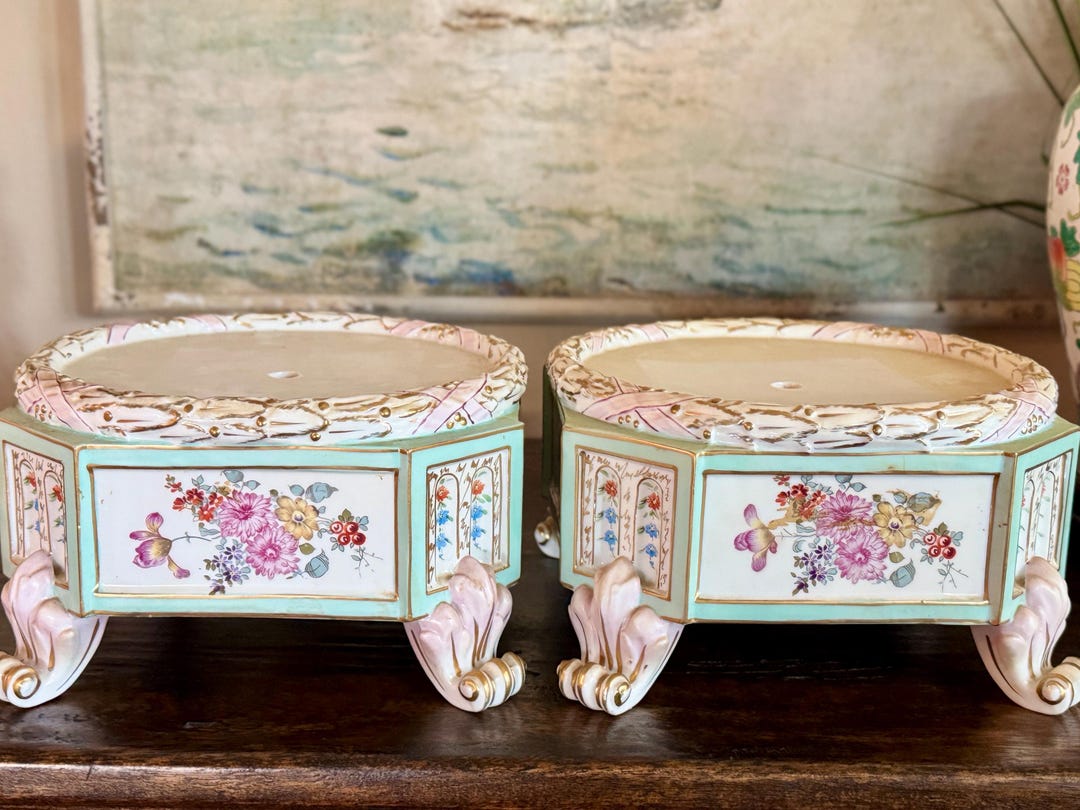 Ormolu Victorian Hand Painted Porcelain Lamp Bases or Stands - Etsy