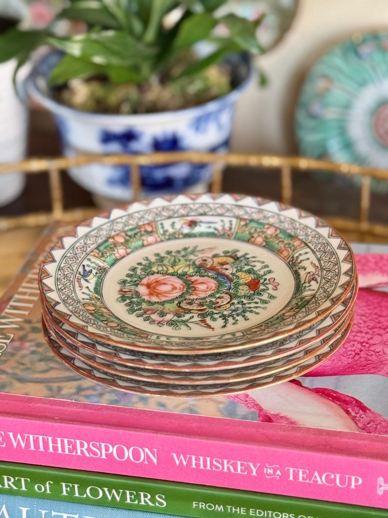 Rose Canton Plates C1880-1920 4 Available - Etsy