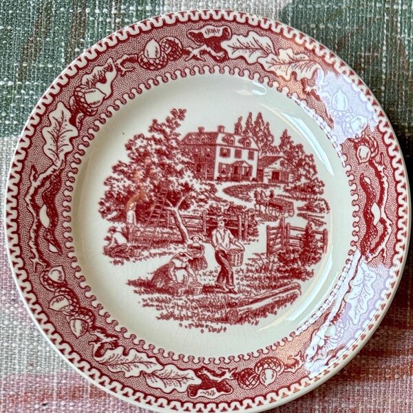Red Transferware Plates - Etsy