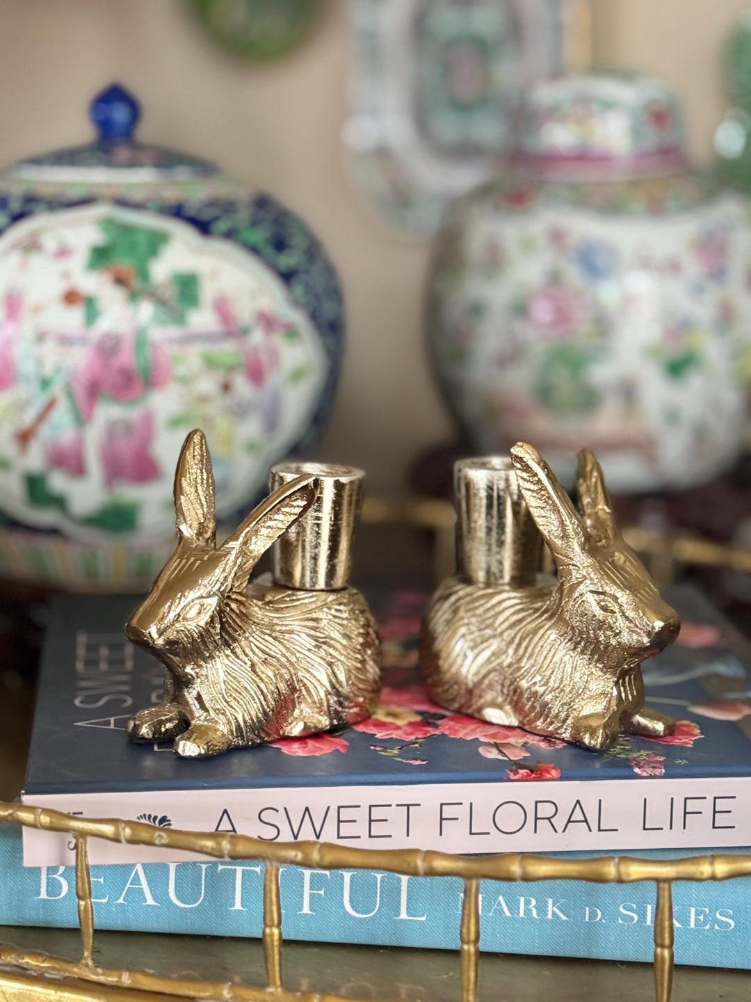 A Pair of Brass Bunny Candle Holders - Etsy