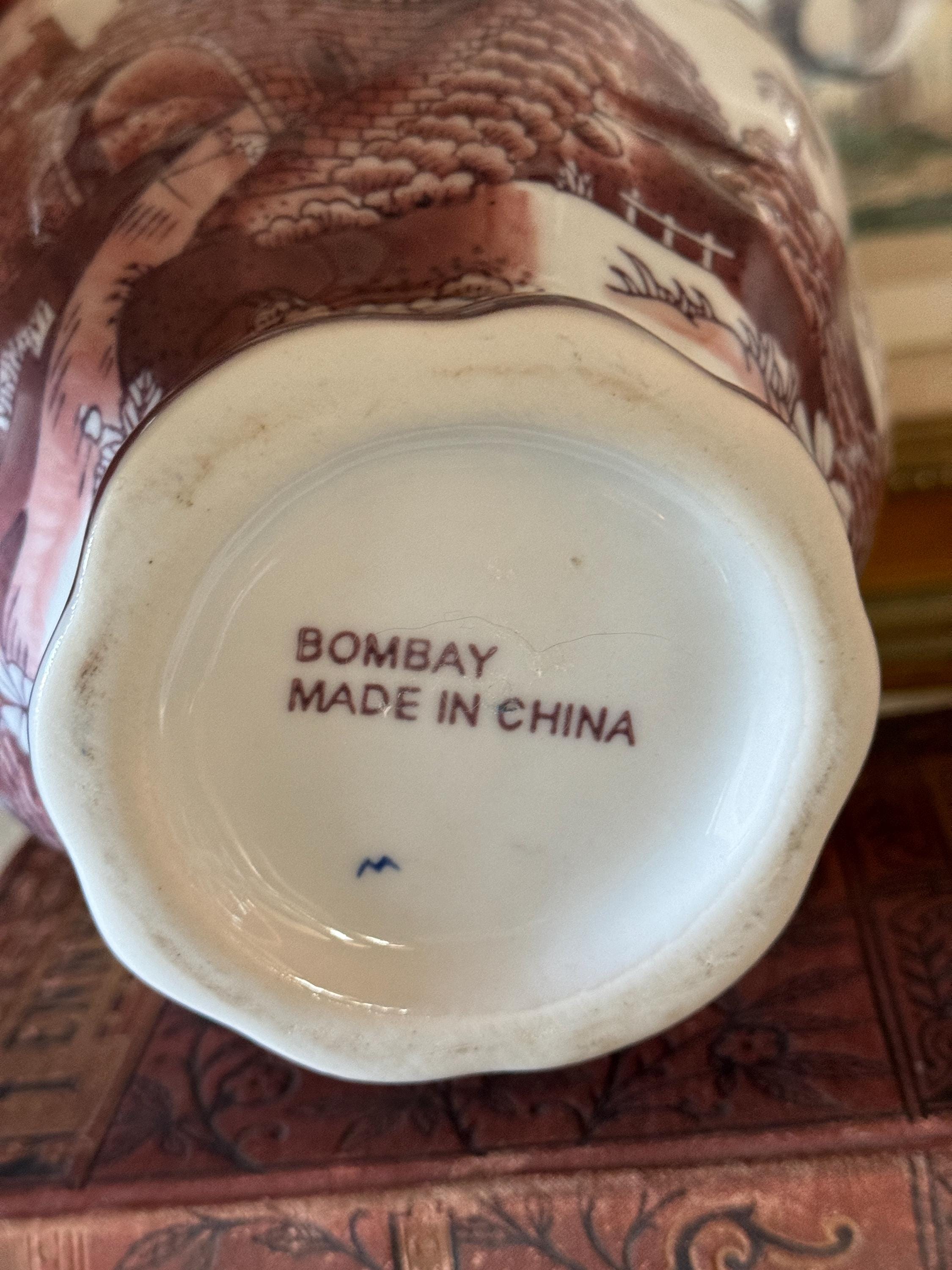 Bombay Red Transferware Porcelain Basket With Handle - Etsy