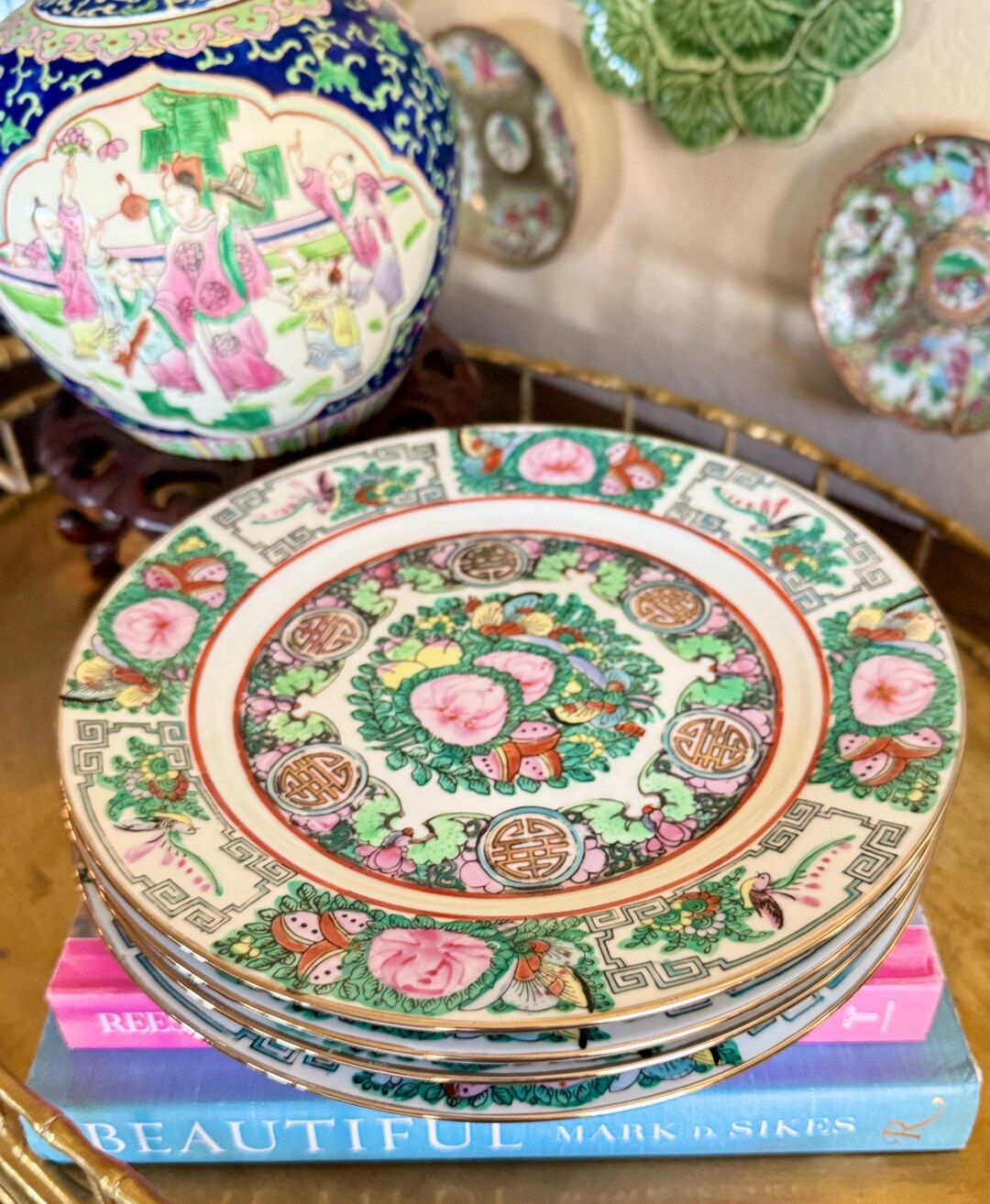 10 Canton Rose Plates - Etsy