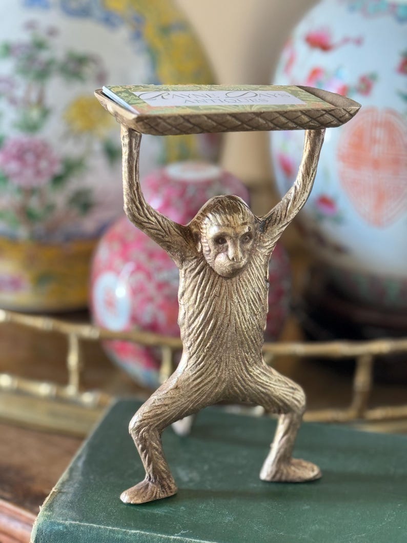Bombay Co Vintage Brass Monkey Card Holder - Etsy