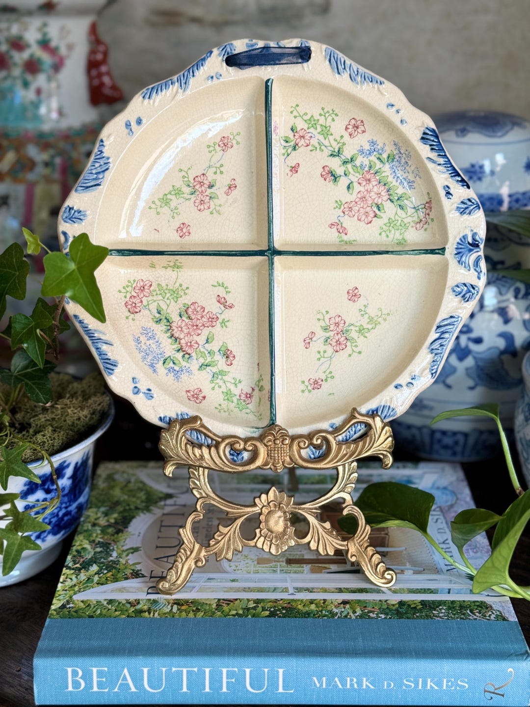 Vintage Japanese Divided Plate Floral Details - Etsy