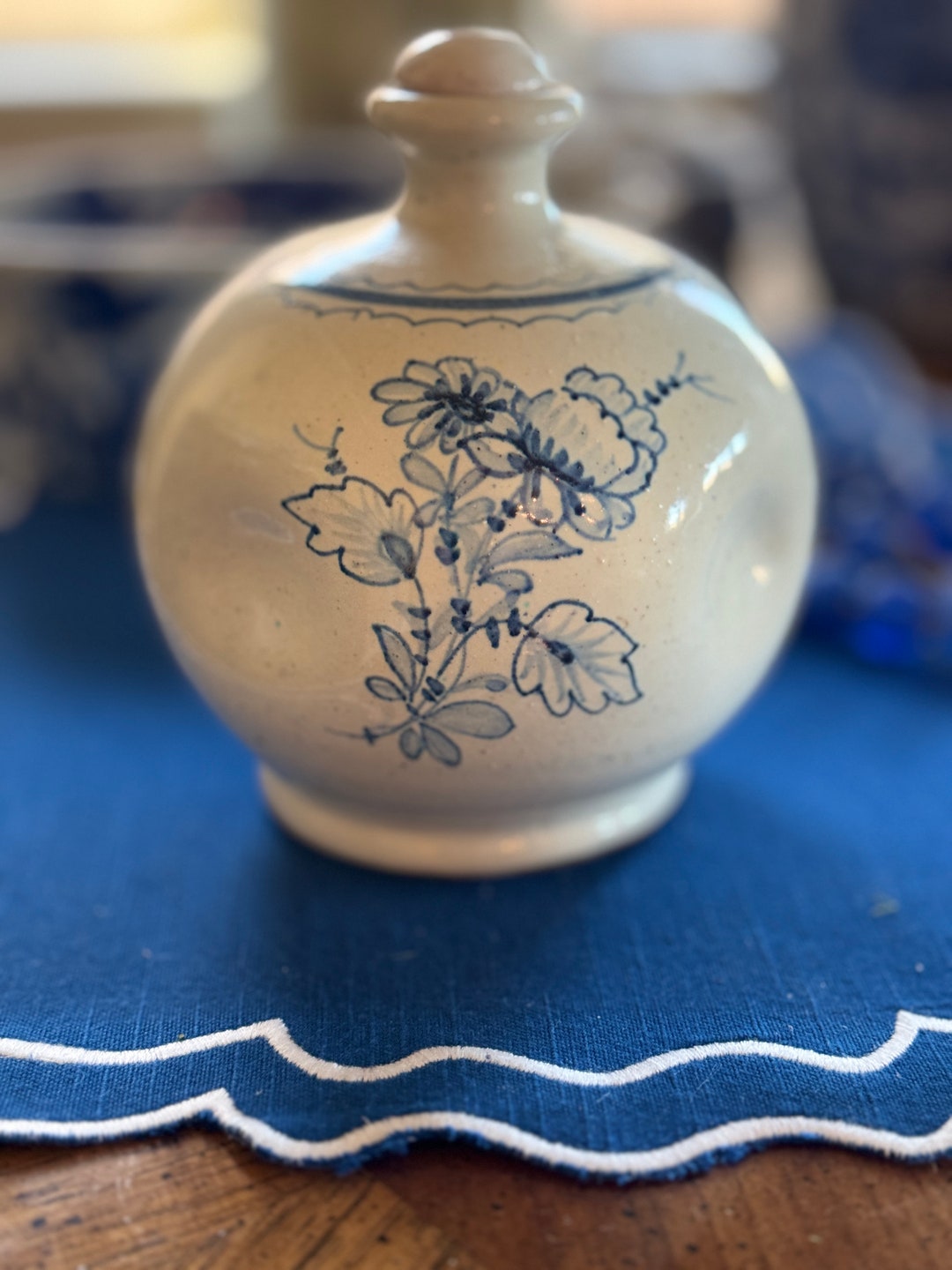 Vintage Blue and White Snuff Bottle - Etsy