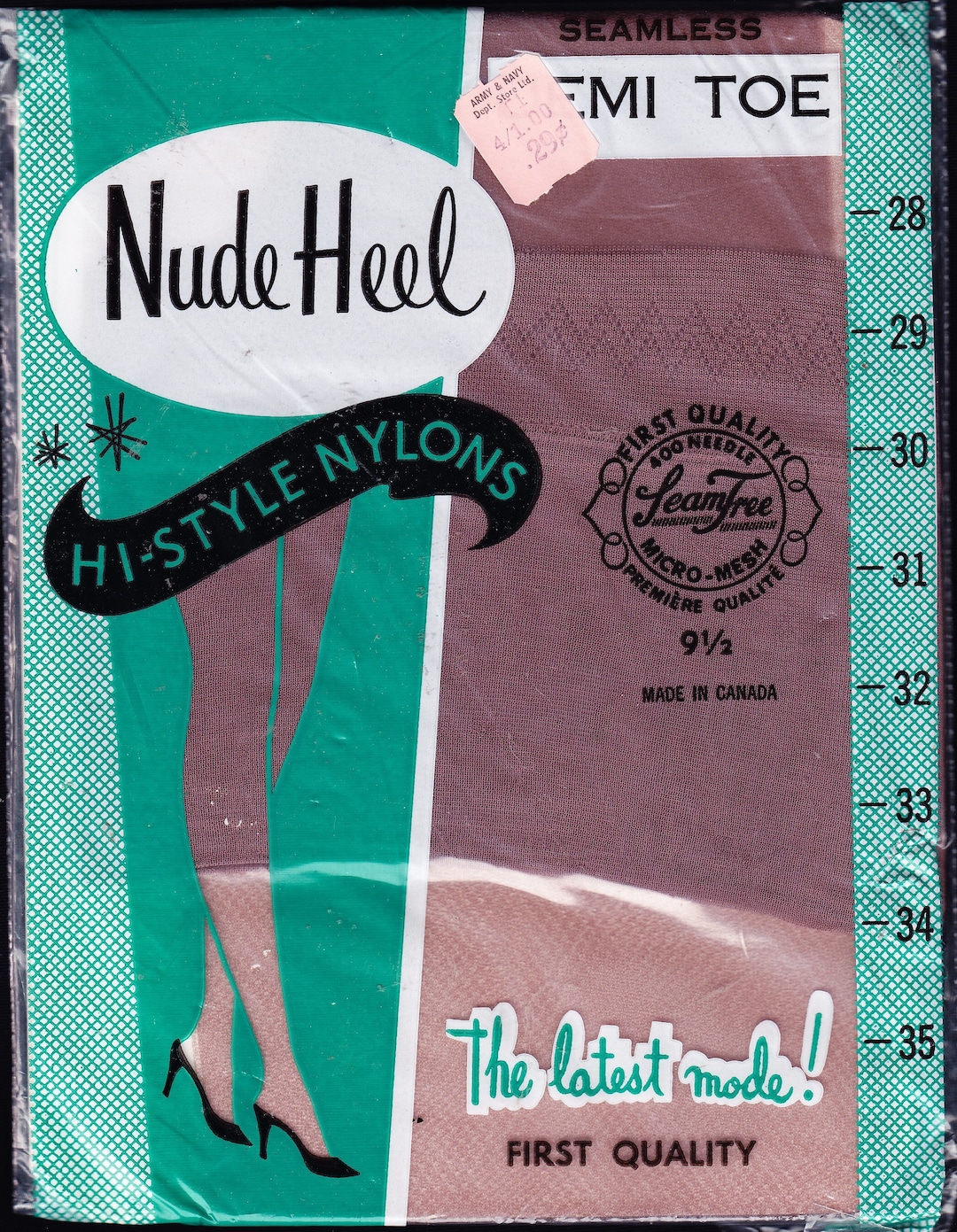 Size 9 1 2 34 Fantastic Pair Of Vintage Nylon Stockings Etsy
