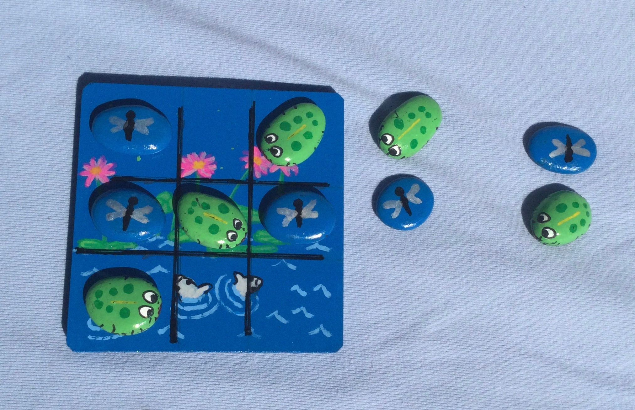 Hand Painted Frog and Dragonfly Tic Tac Toe Game - Etsy