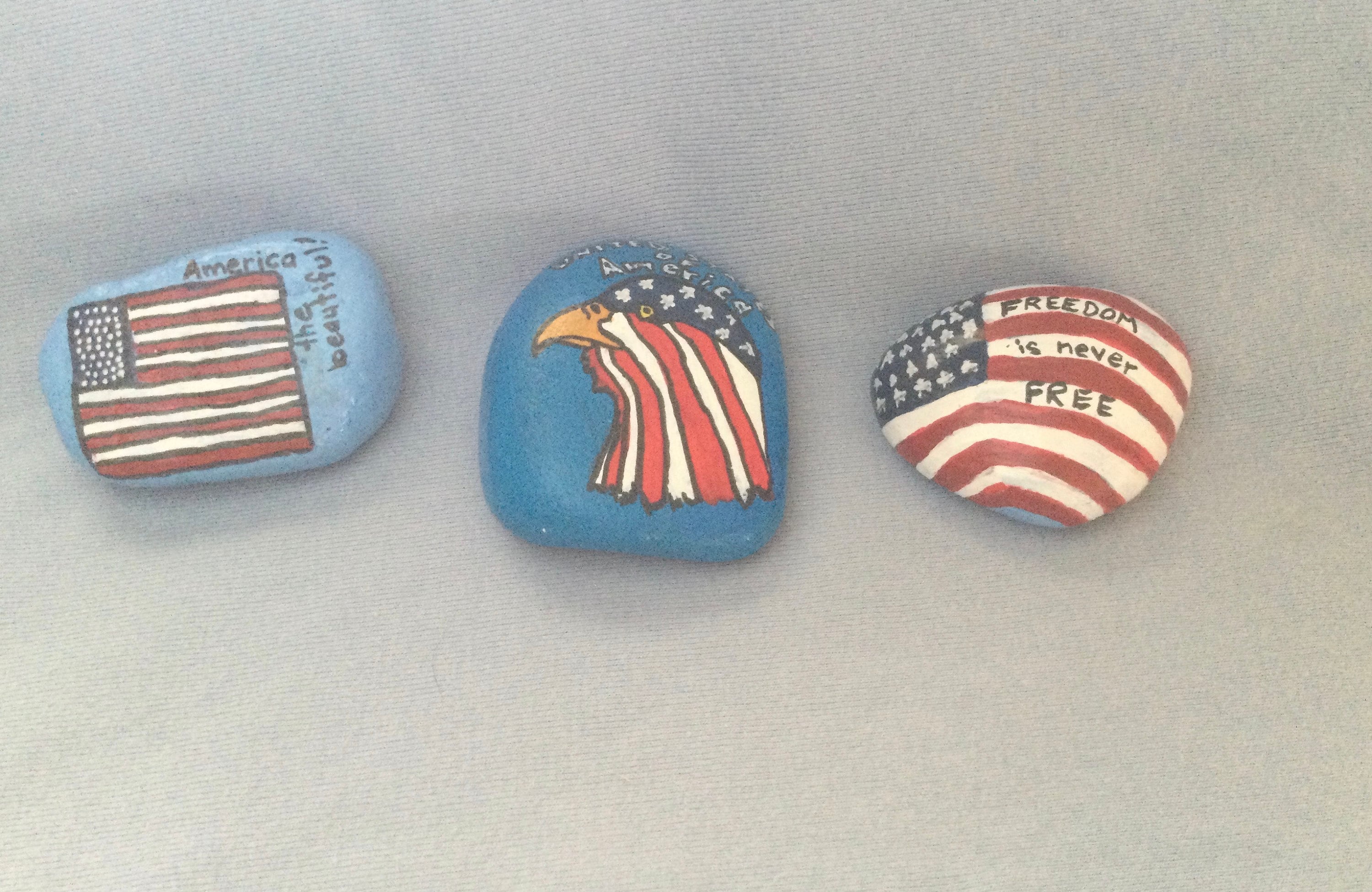 Hand Painted Patriotic Freedom is Never Free Rock - Etsy