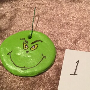 Hand Painted Clay Christmas Ornaments of the Grinch a Snowman - Etsy