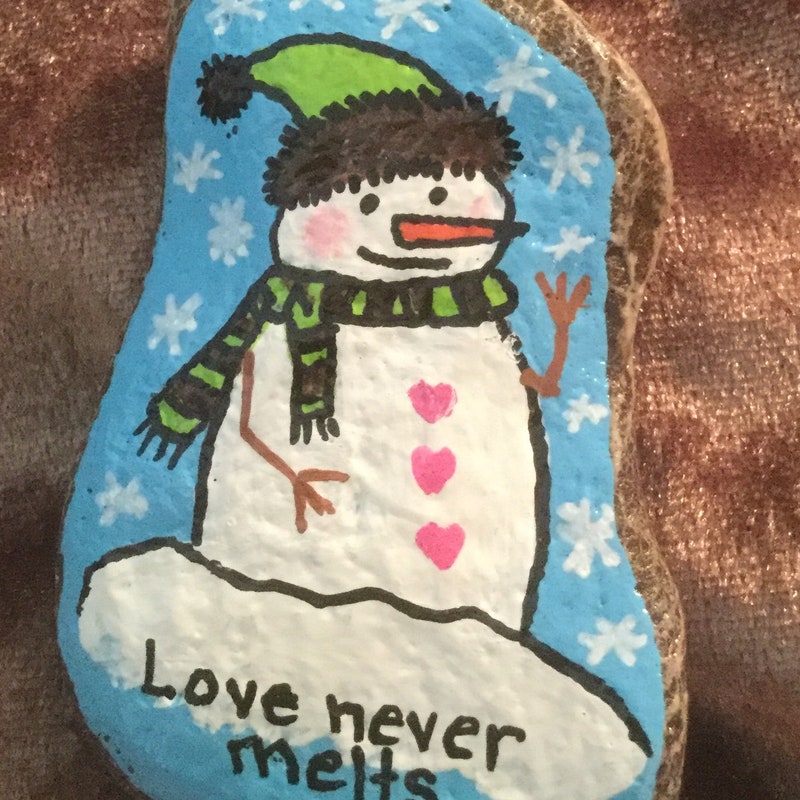 Painted Snowman Rocks - Etsy