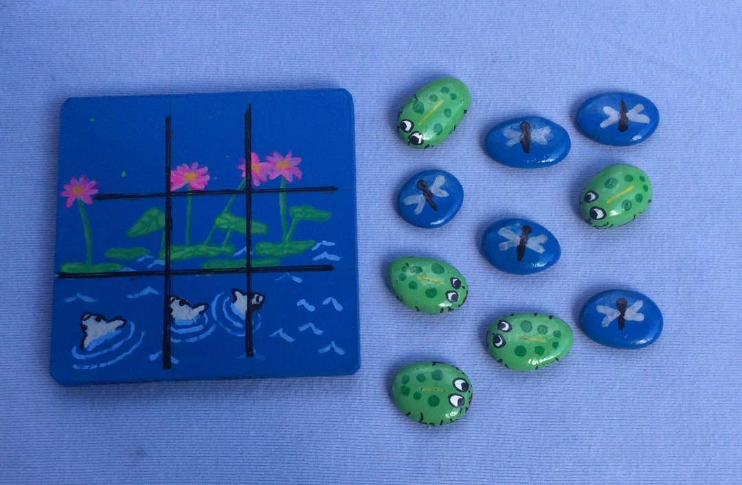 Hand Painted Frog and Dragonfly Tic Tac Toe Game - Etsy