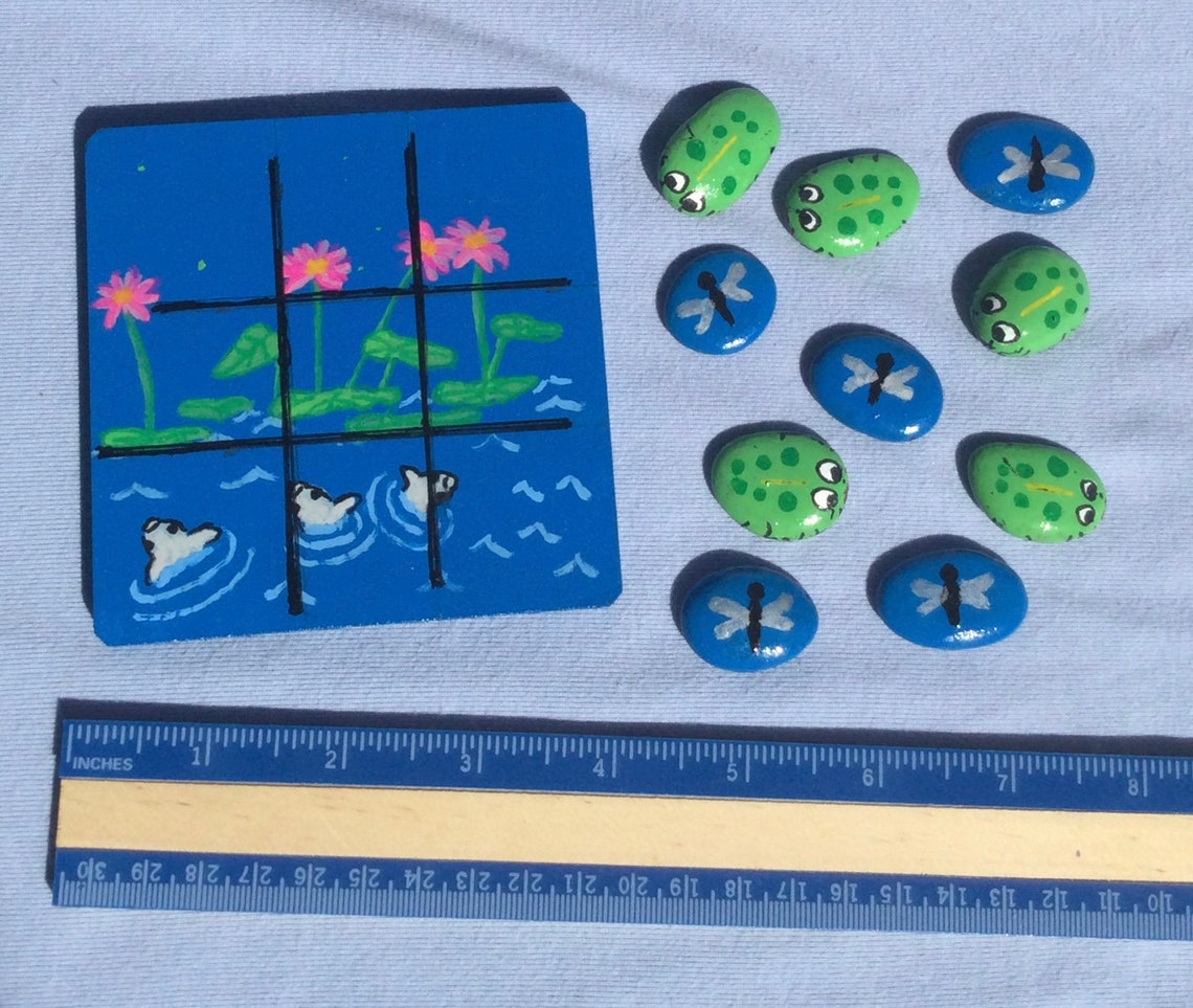 Hand Painted Frog and Dragonfly Tic Tac Toe Game - Etsy