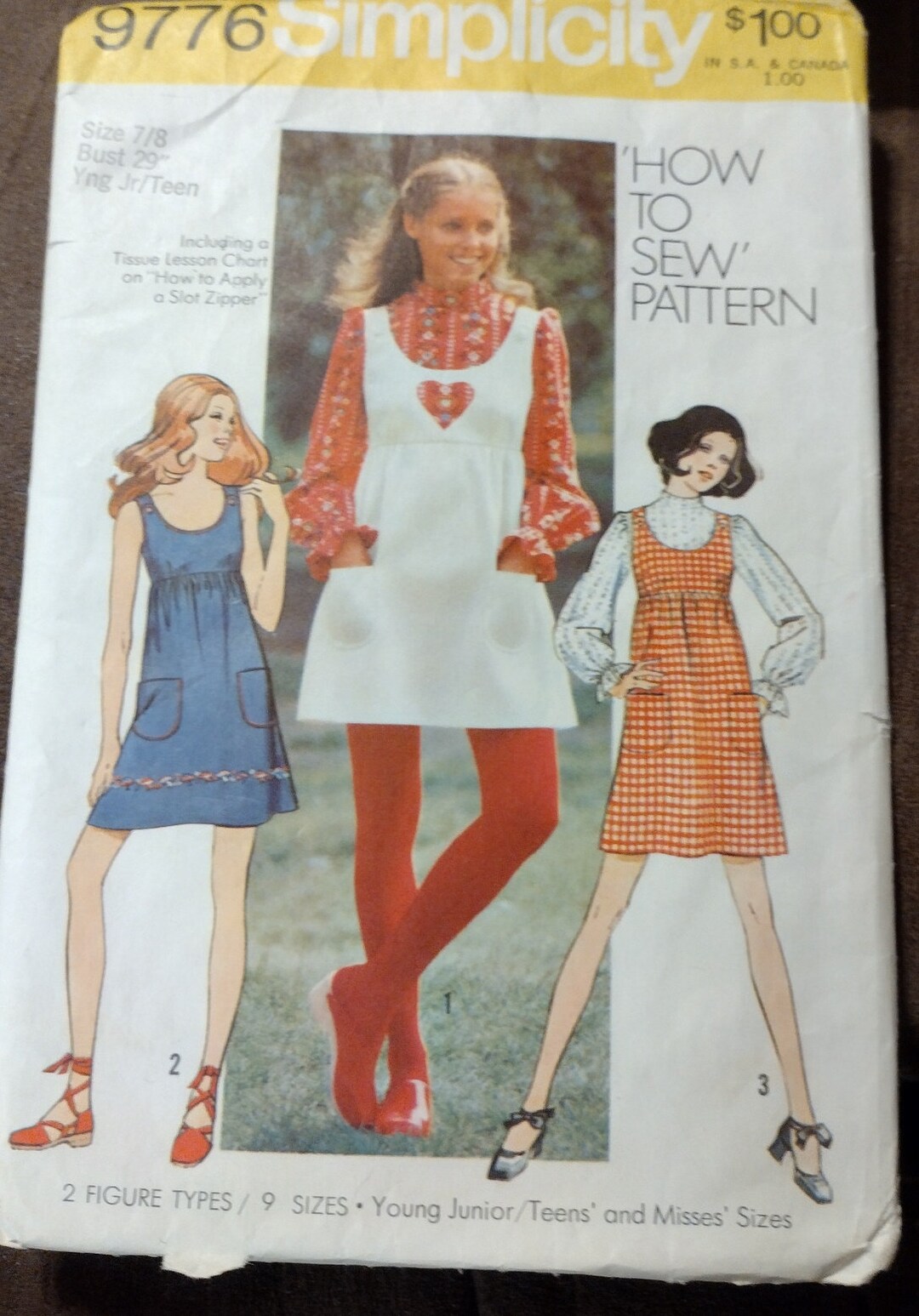Vintage 1971 Simplicity Sewing Pattern 9776 Size 7/8 Yng Jr/teen Mini ...