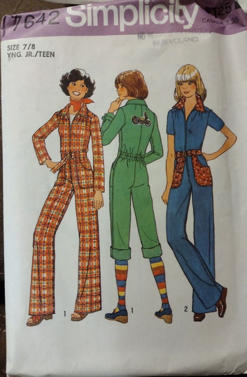 Vintage 1976 Simplicity Sewing Pattern 7642 Size 7/8 Yng Jr/teen ...