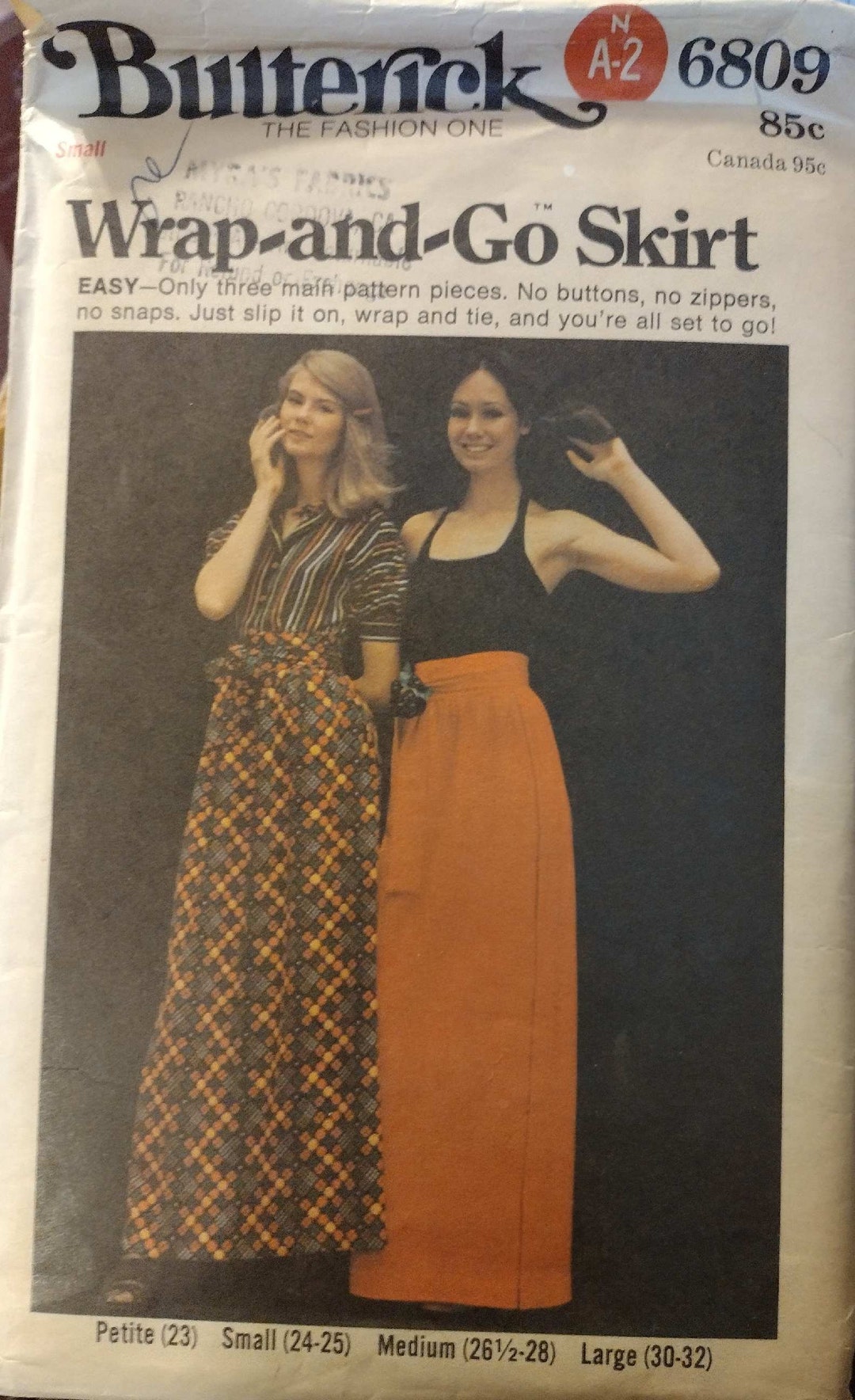 Vintage 1970's Butterick Sewing Pattern 6809 Misses Size - Etsy