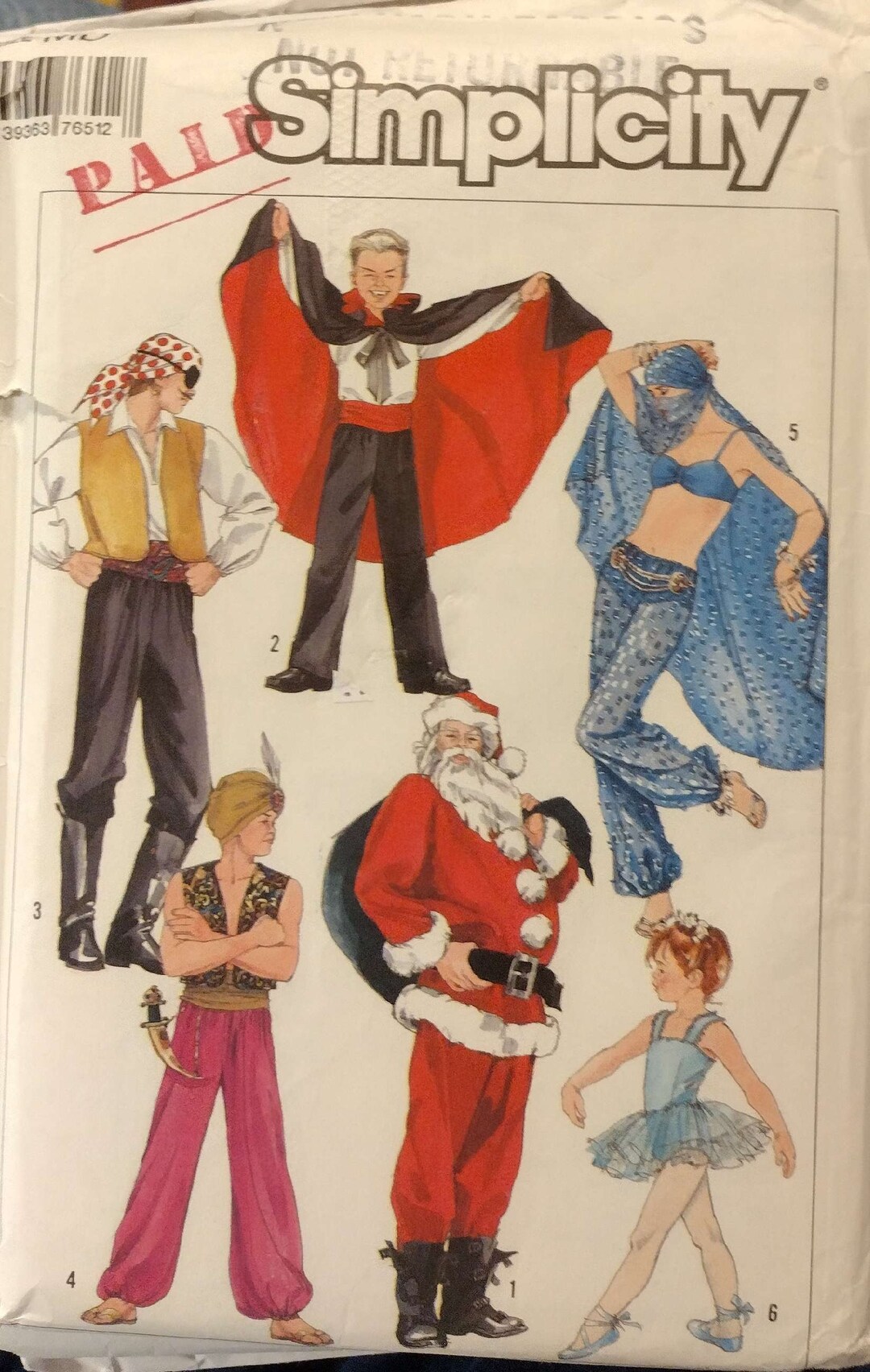 Vintage 1986 Simplicity Sewing Pattern 7651 Size MD Adults/boys/girls ...