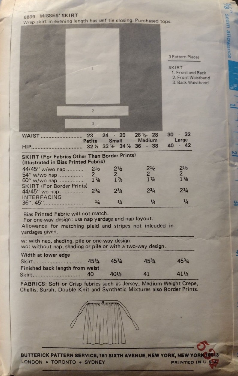 Vintage 1970's Butterick Sewing Pattern 6809 Misses Size - Etsy