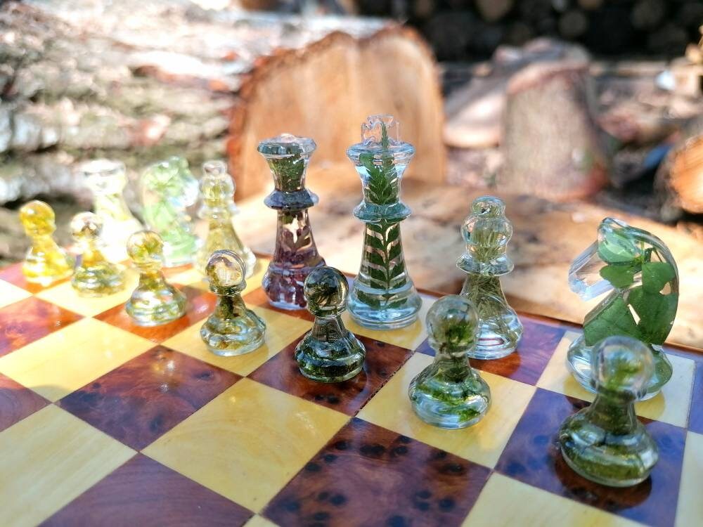 Chess Set Forest Vs Flowers Chess Themed Chess Set - Etsy Australia