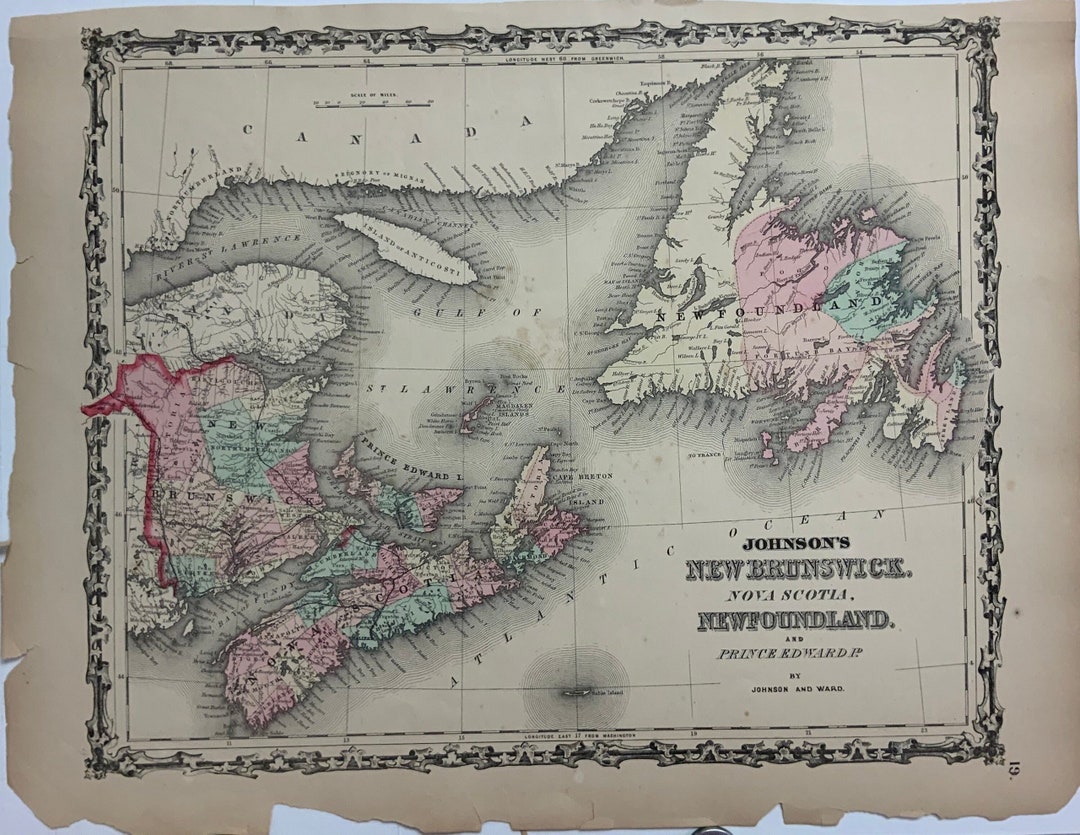 Original 1862 Map of Eastern Canadian Provinces - Etsy