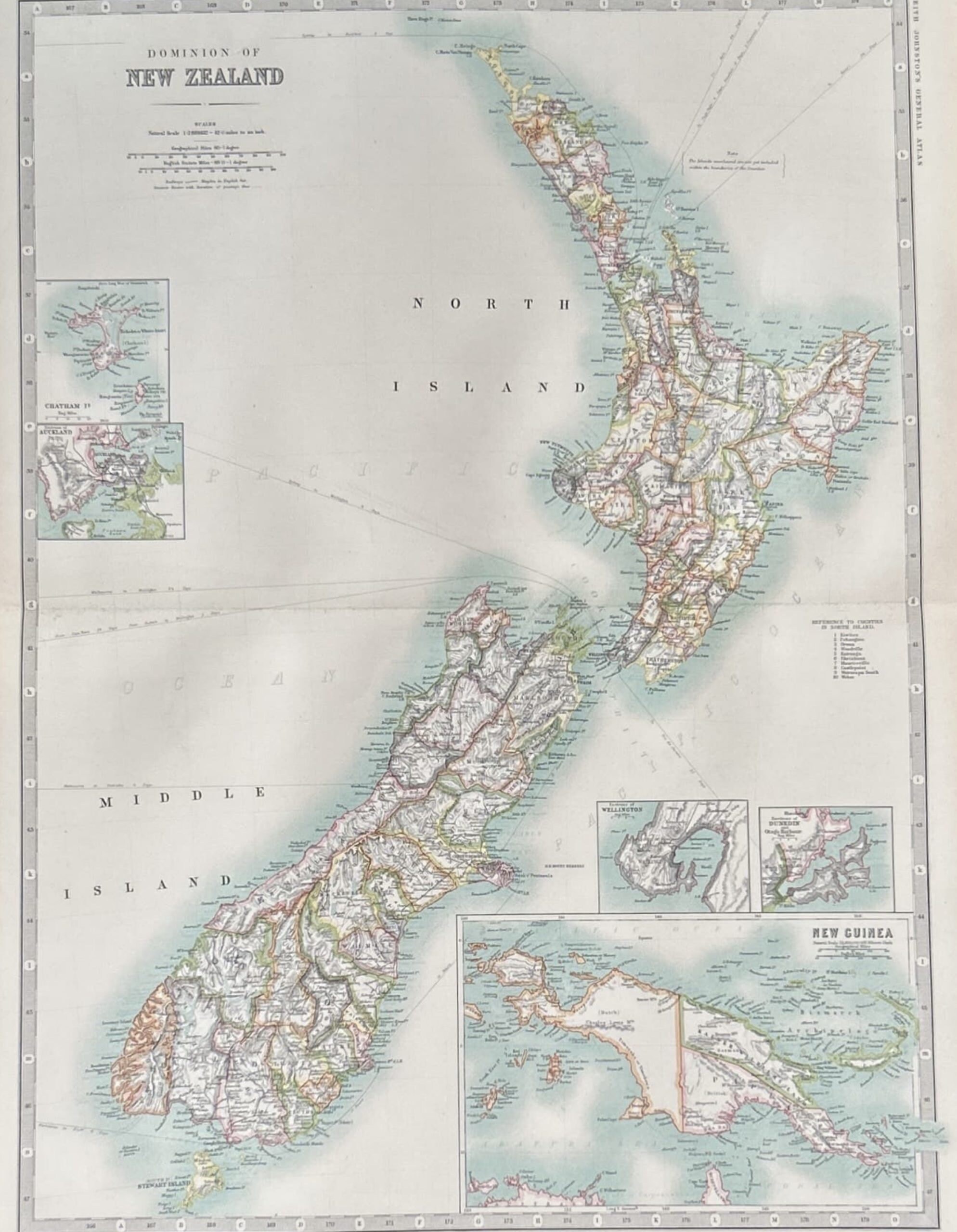 No.6285 Original 1908 Map of New Zealand - Etsy