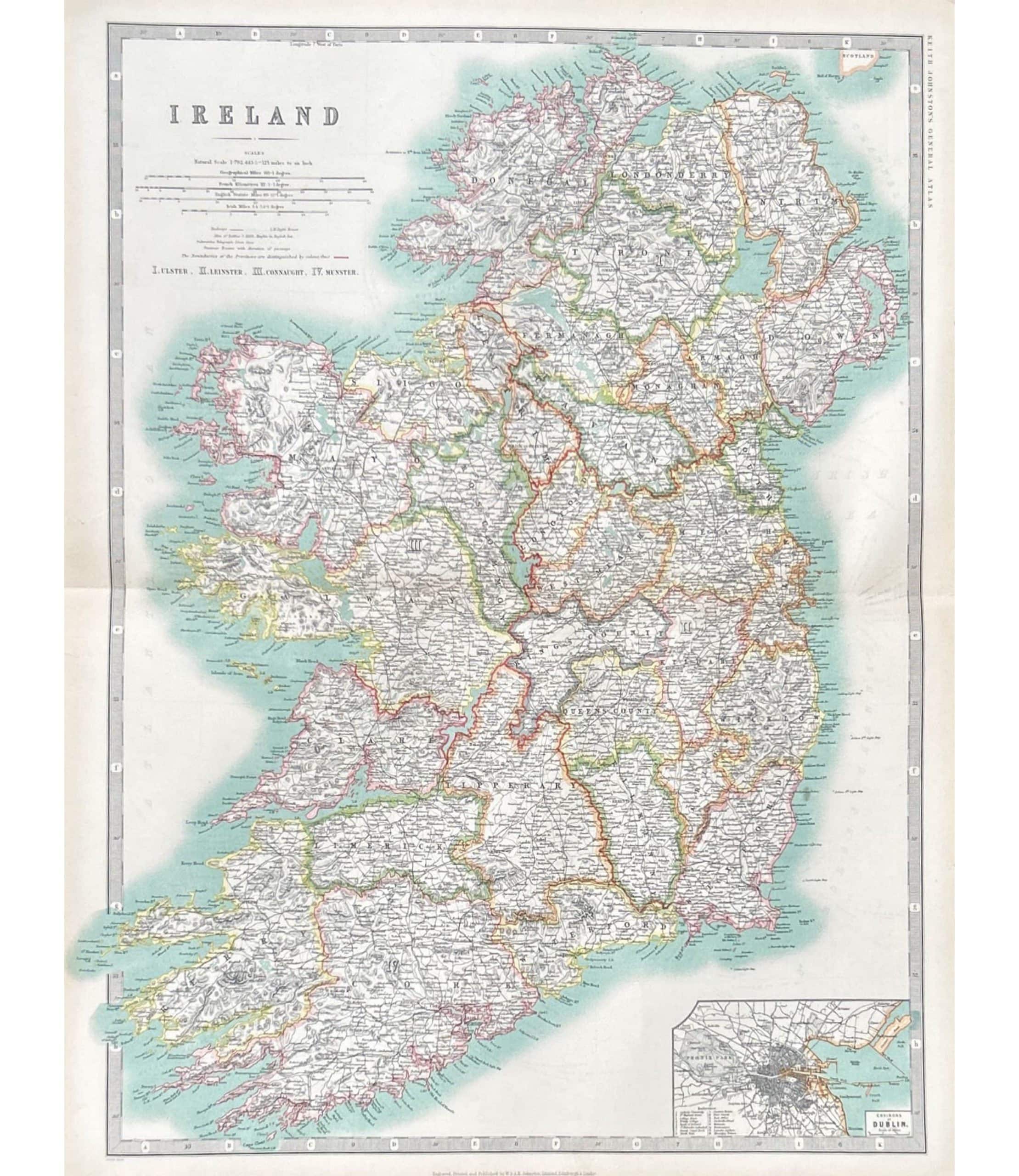 No.6294 Original 1908 Map of Ireland - Etsy