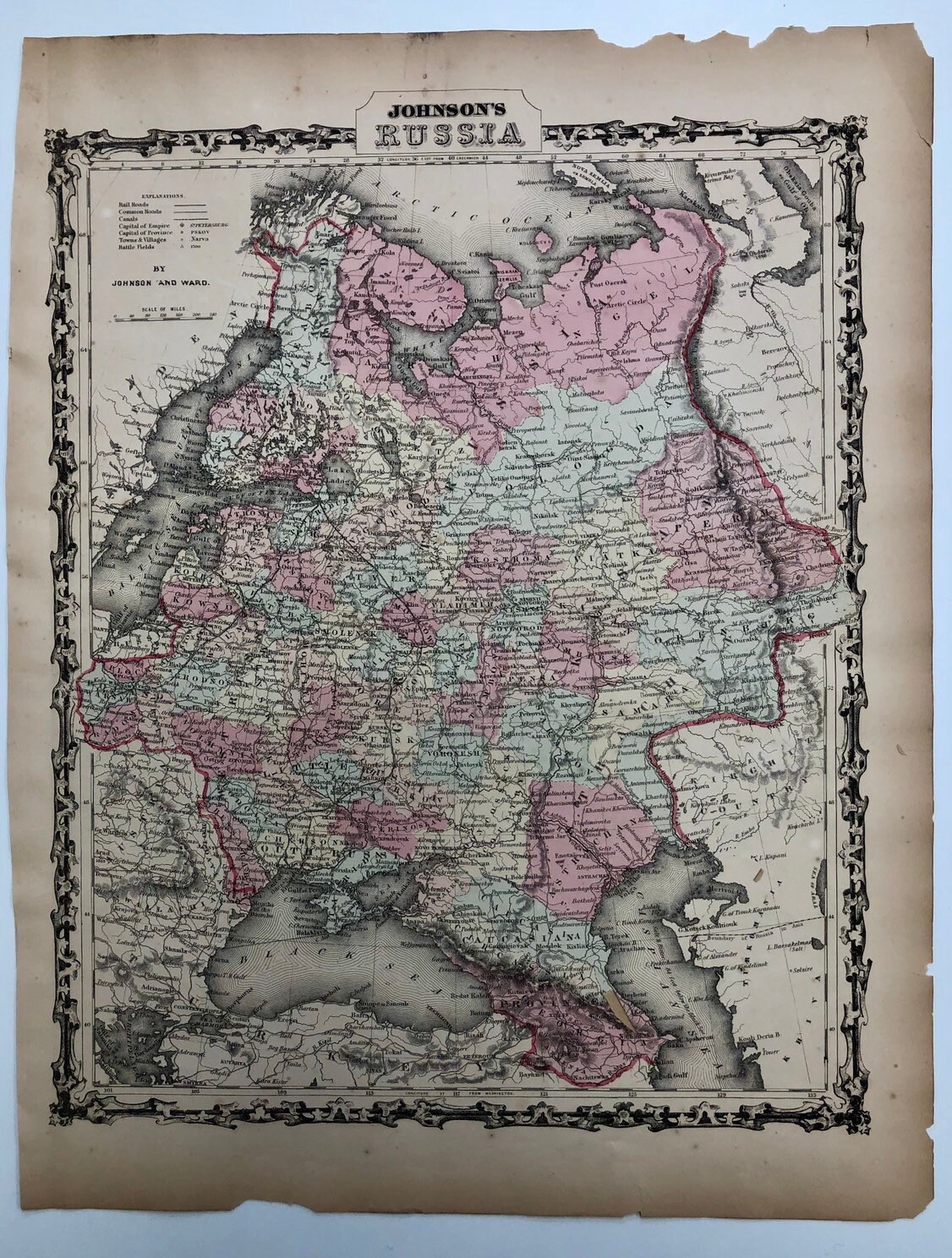 Original 1862 Map of Russia - Etsy