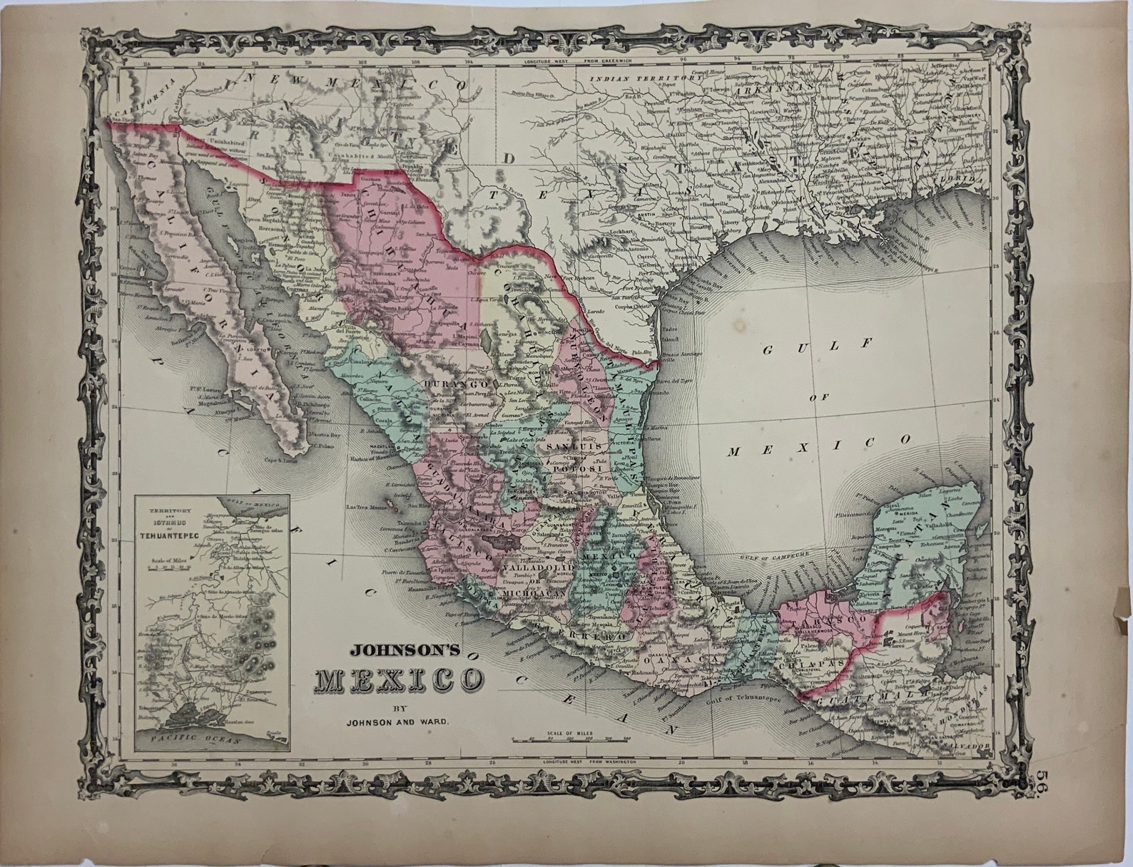 Original 1862 Map of Mexico - Etsy