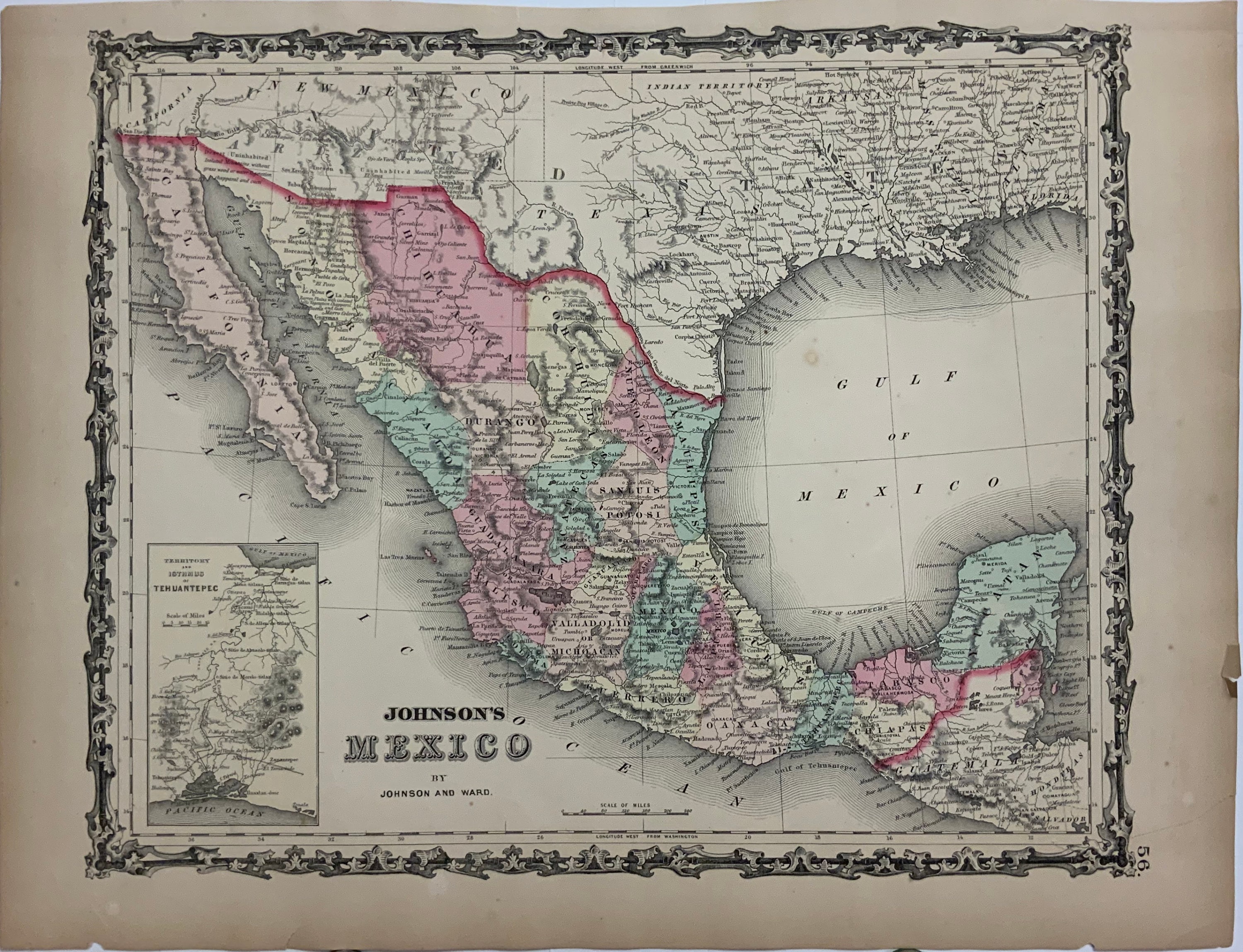 Original 1862 Map of Mexico - Etsy