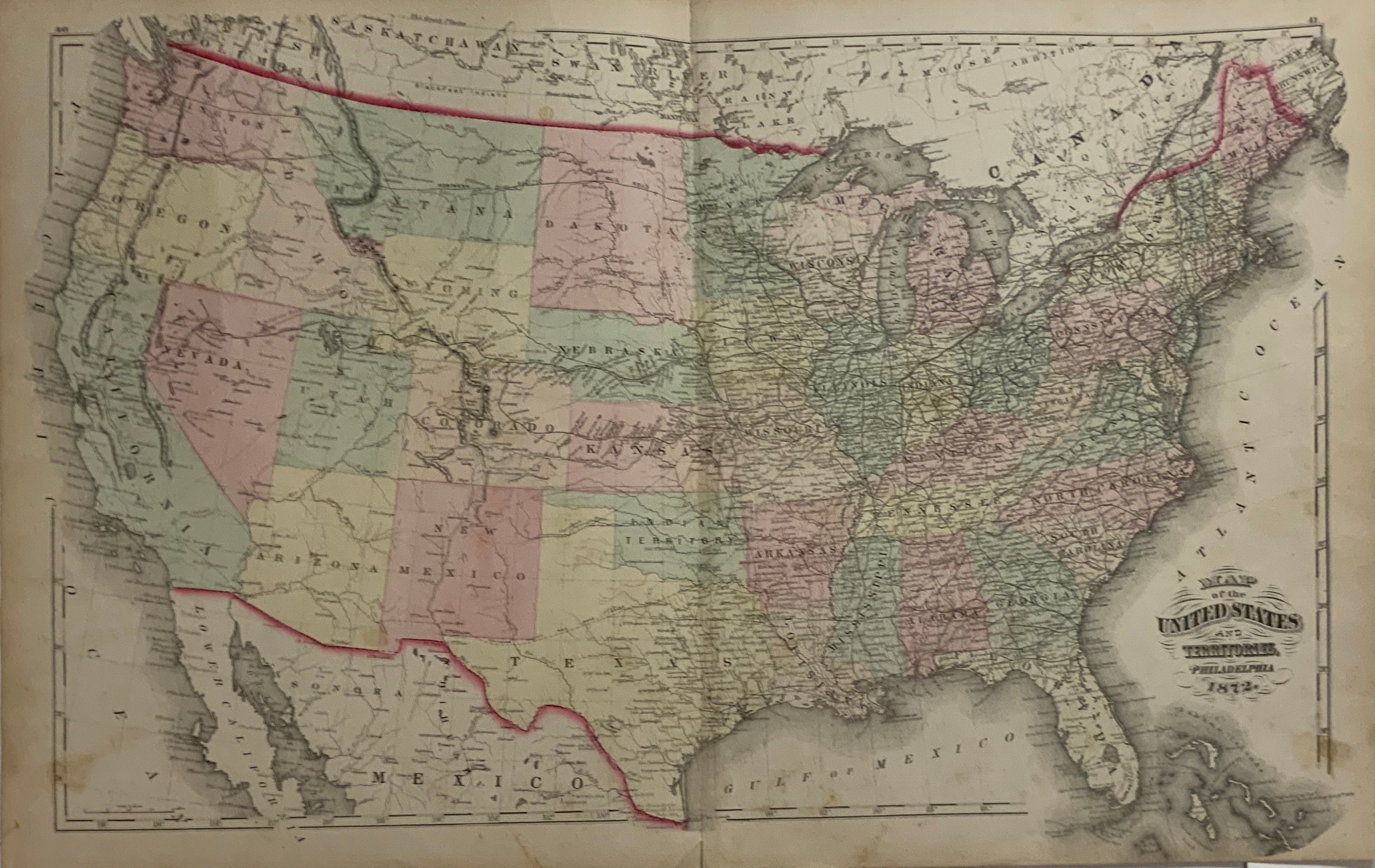 Original 1872 Map of United States - Etsy