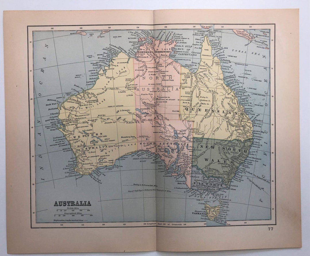 No.5295 Original 1892 Map of Australia - Etsy