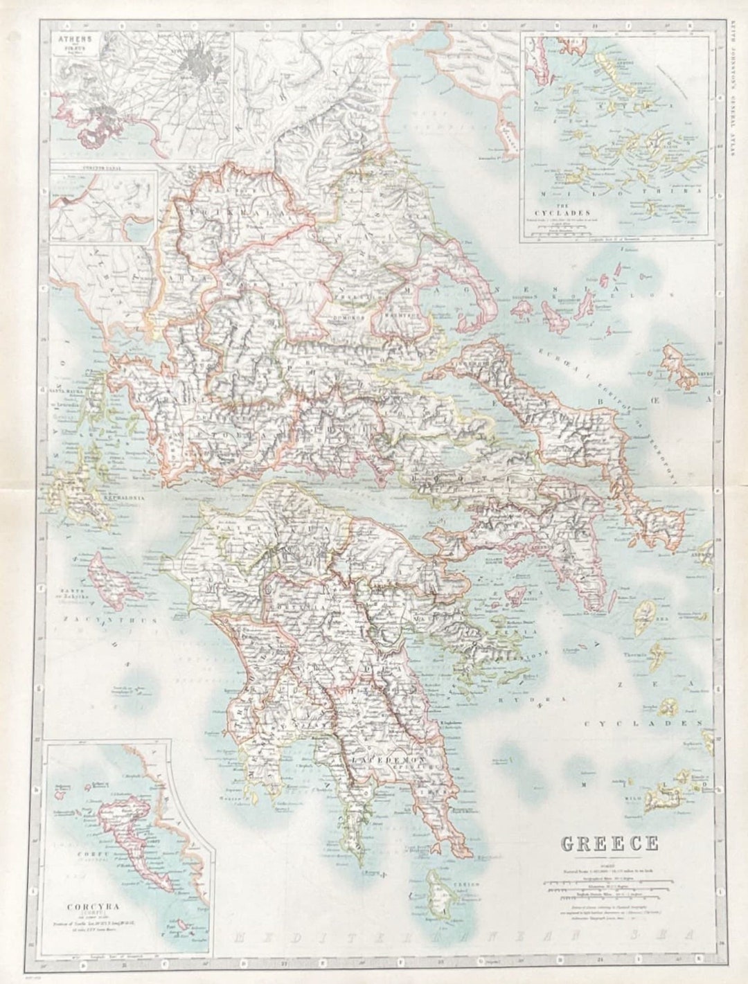 No.6290 Original 1908 Map of Greece - Etsy