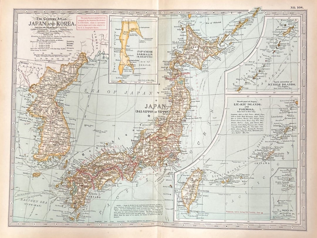 No. 6223 Original Map of Japan and Korea 1911 - Etsy
