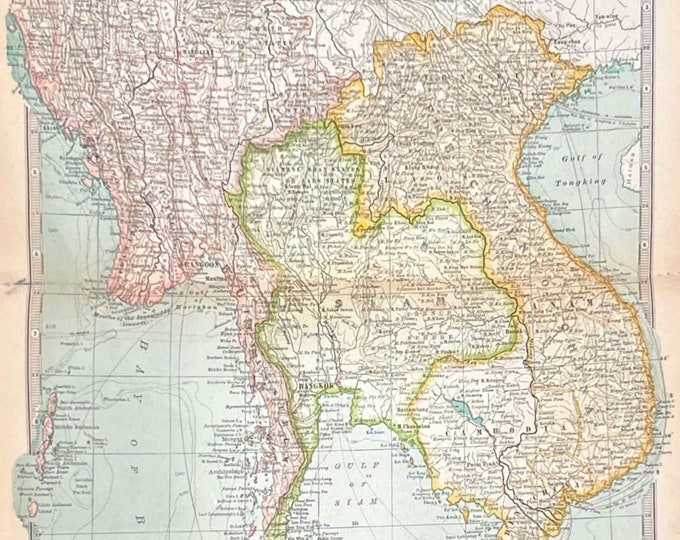 No. 6225 Original Map of India (east), Burma, Siam (thailand) and ...
