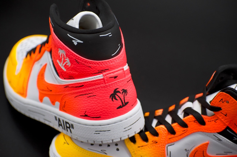 Cartoon Sunset Drip Fade Jordan 1 Mids - Etsy UK