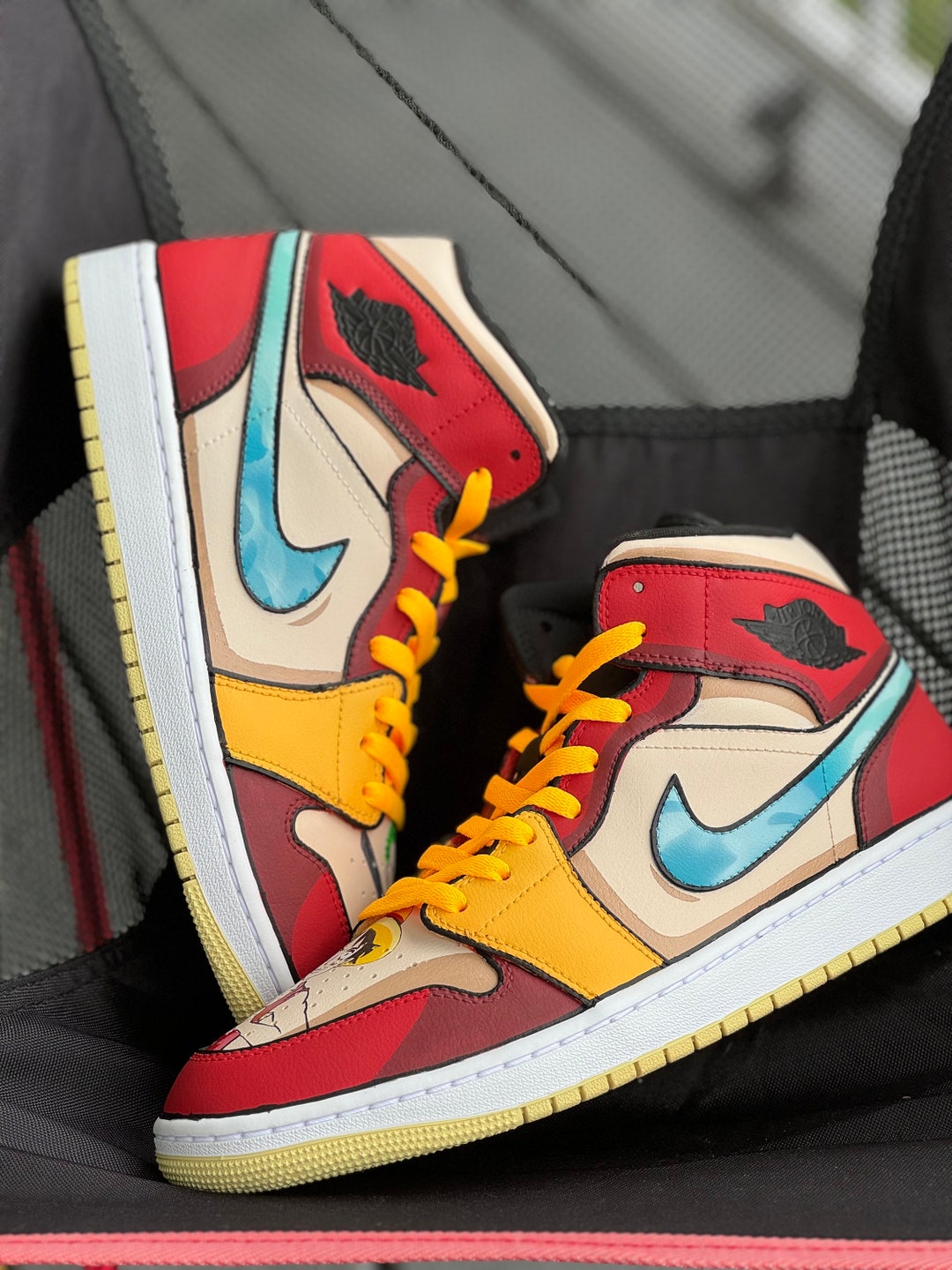 Cartoon Anime Red and Cream Custom Jordan 1s - Etsy