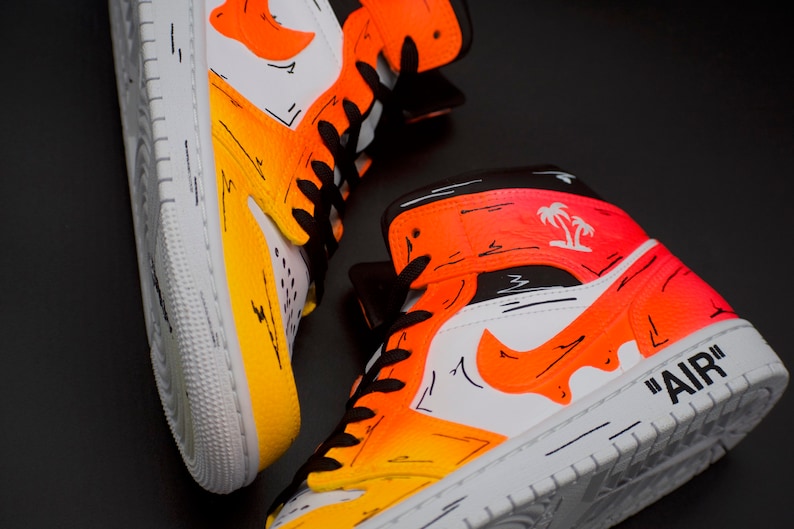 Cartoon Sunset Drip Fade Jordan 1 Mids - Etsy