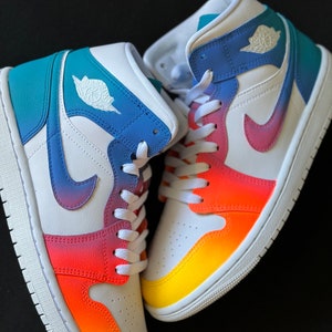Sunrise Custom Jordan 1 Mids, Orange, Purple, Yellow, Blue, Pink ...
